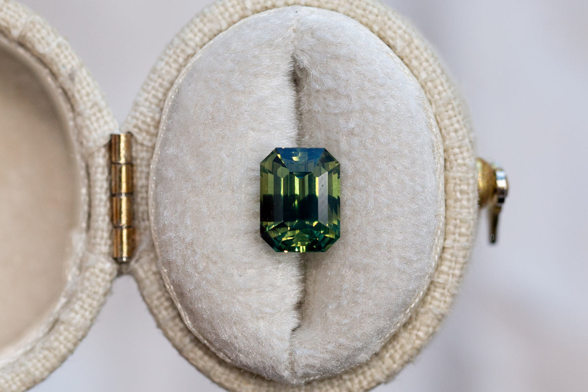 2.52ct Emerald Cut Yellow Green Blue Parti Sapphire – Oore Jewelry