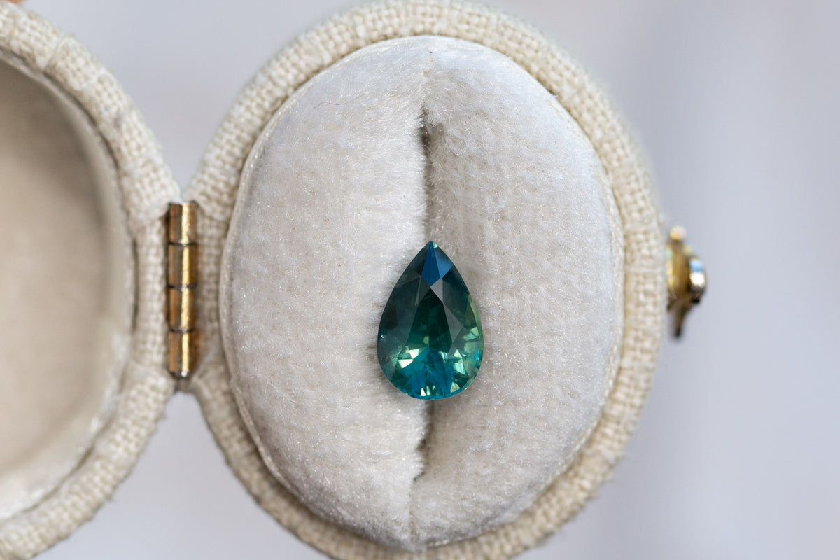 1.68ct Pear Teal Blue Green Sapphire – Oore Jewelry