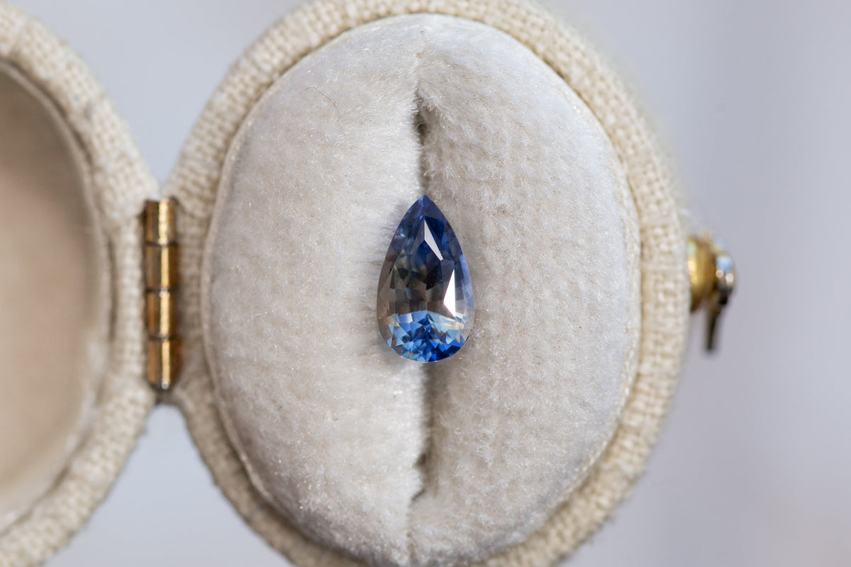 1.62ct Pear Yellowish Brown and Blue Parti Sapphire – Oore Jewelry