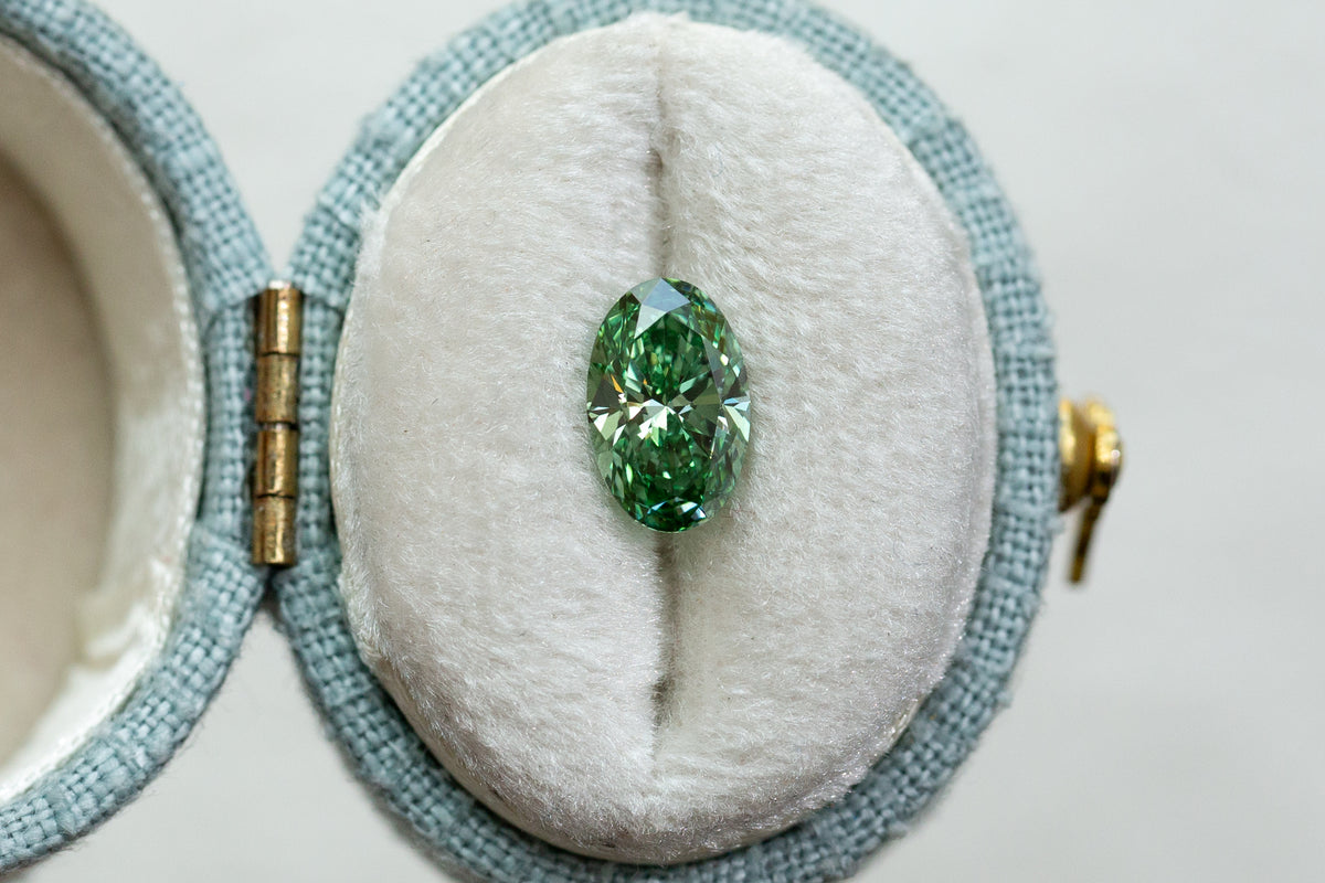 1.21ct Oval Fancy Vivid Green Lab Diamond – Oore Jewelry