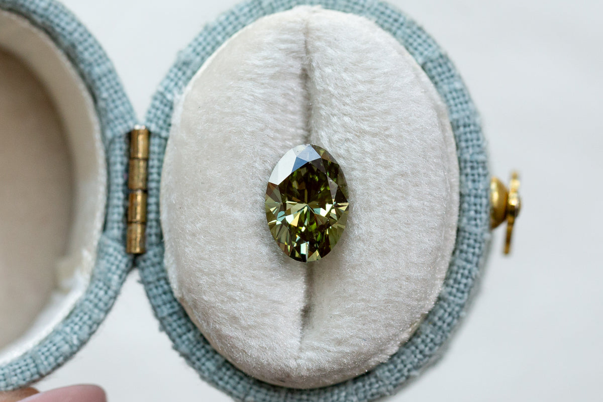 1.54ct Oval Fancy Vivid Grayish Green Lab Diamond – Oore Jewelry