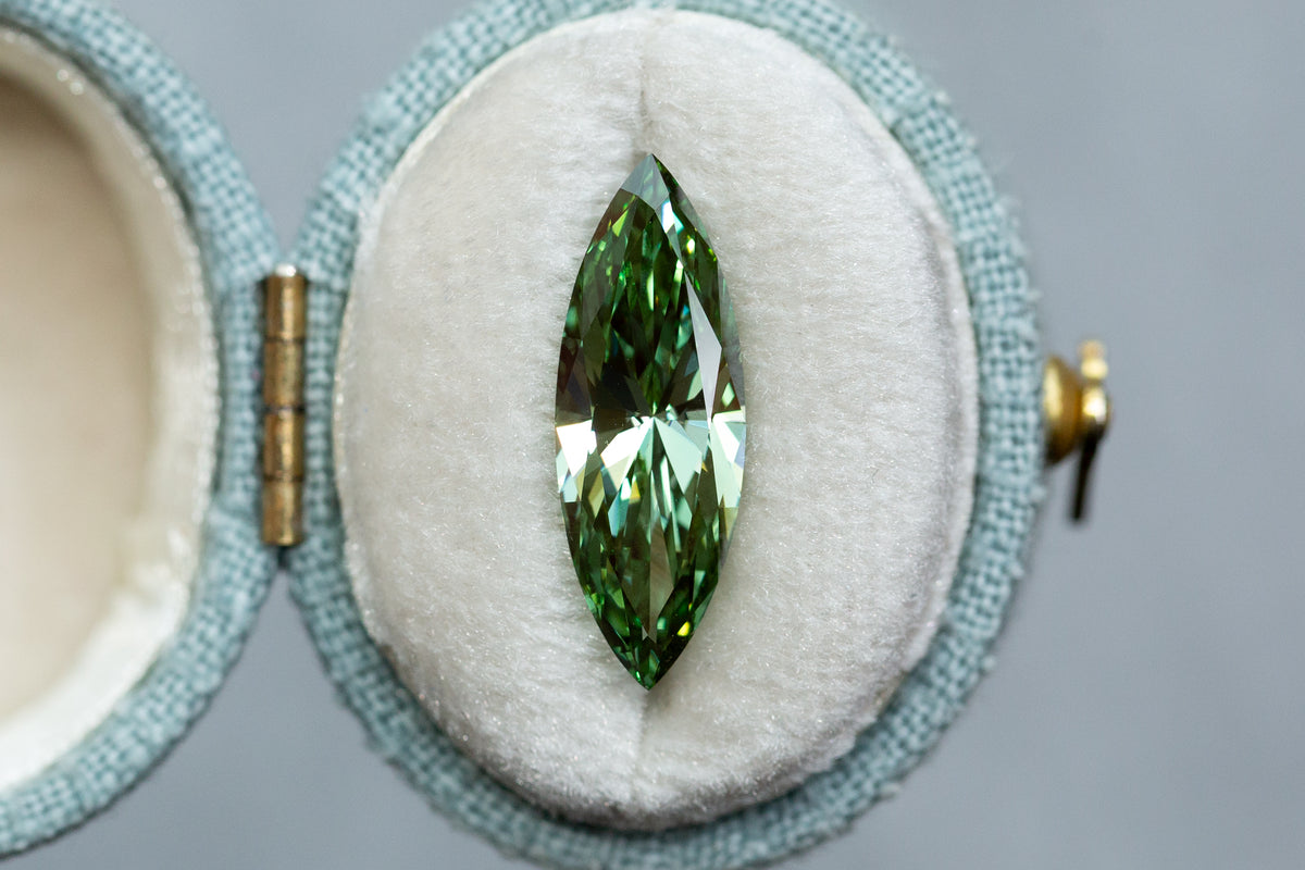 3.26ct Marquise Fancy Vivid Green Lab Diamond, VS1 – Oore Jewelry