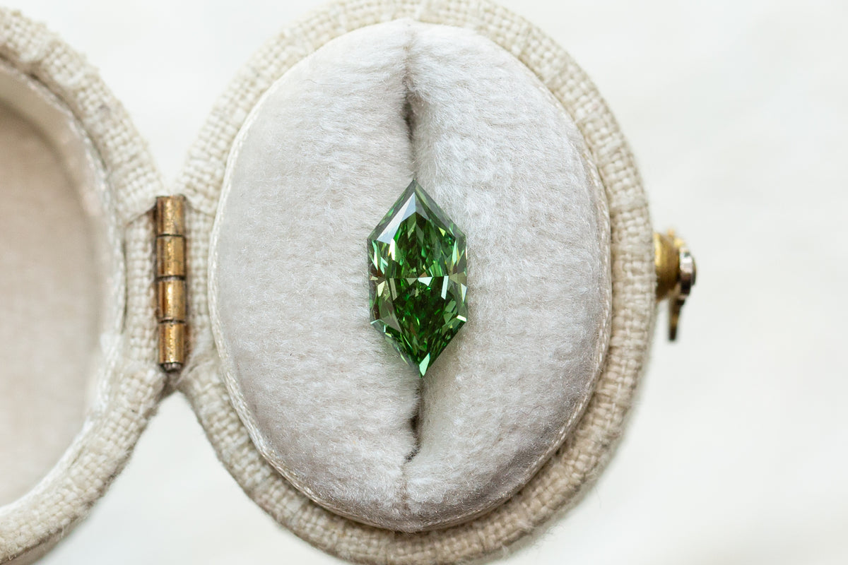 1.56ct Elongated Hexagon Fancy Vivid Green Lab Diamond – Oore Jewelry