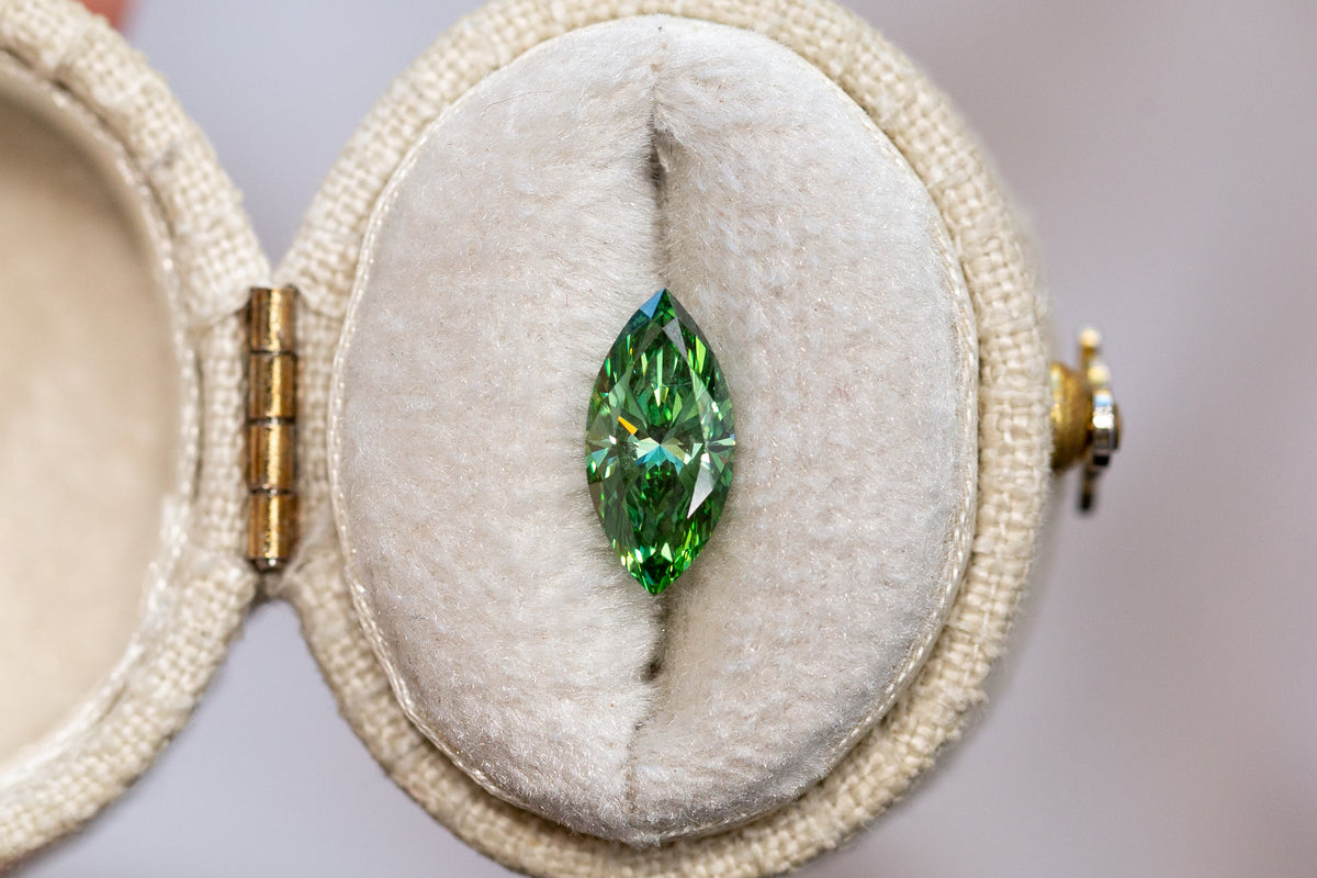 1.12ct Marquise Fancy Vivid Green Lab Diamond, VS1 – Oore Jewelry
