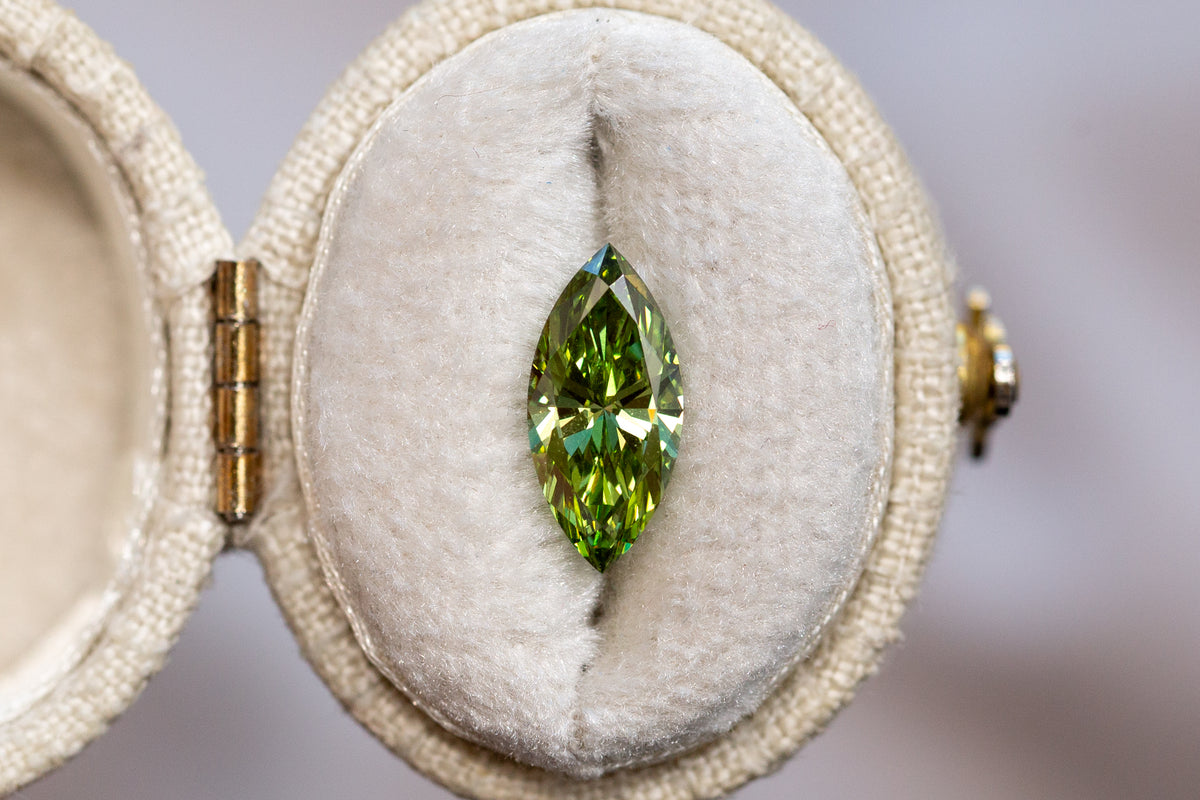 1.54ct Marquise Fancy Vivid Green Lab Diamond, VS1 – Oore Jewelry