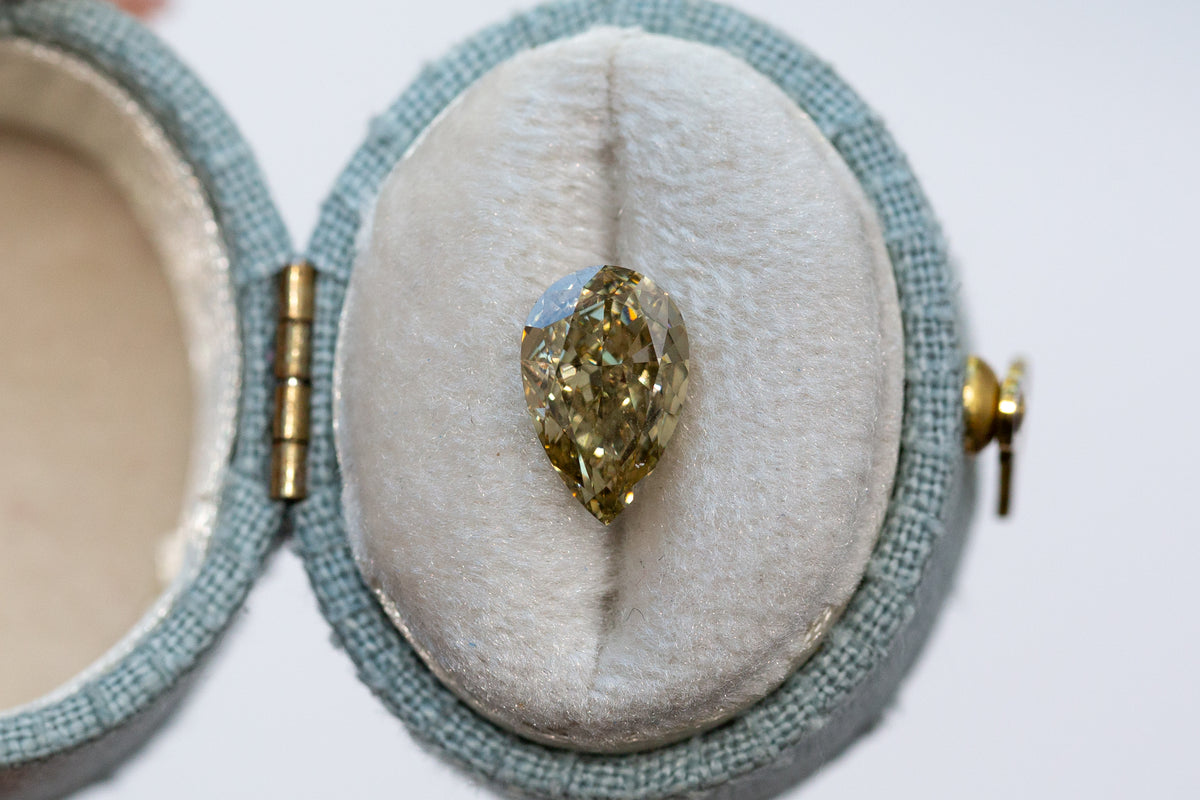 2.19ct Pear Fancy Grayish Yellow Lab Diamond – Oore Jewelry
