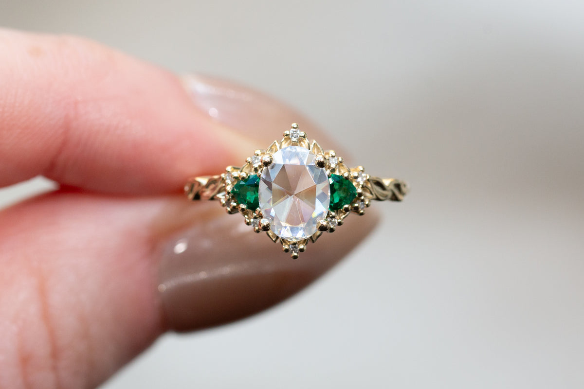 Ready to ship- Size 6, 14k yellow gold Briar Rose Three Stone – Oore ...