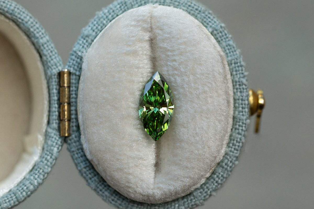 ON HOLD 0.93ct Marquise Fancy Vivid Green Lab Diamond, VVS2 – Oore Jewelry