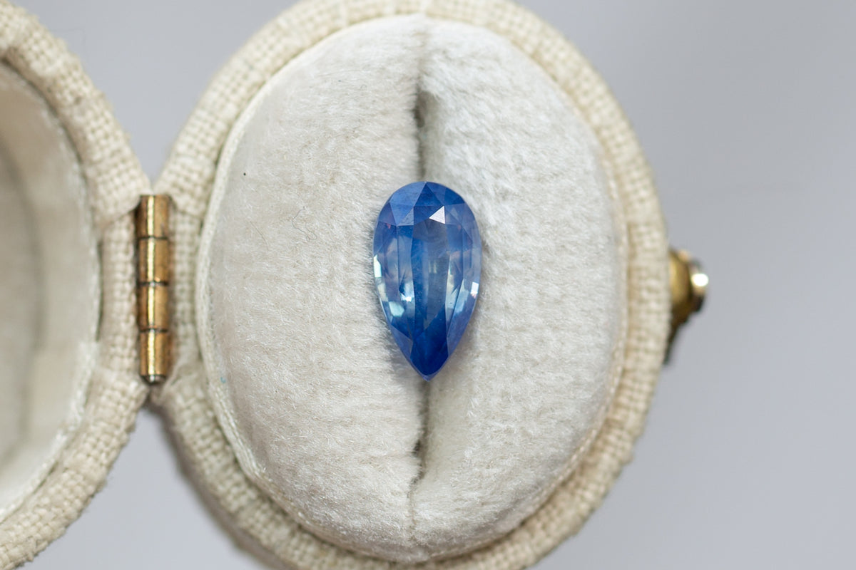 2.06ct Pear Opalescent Blue Peach Sapphire – Oore Jewelry