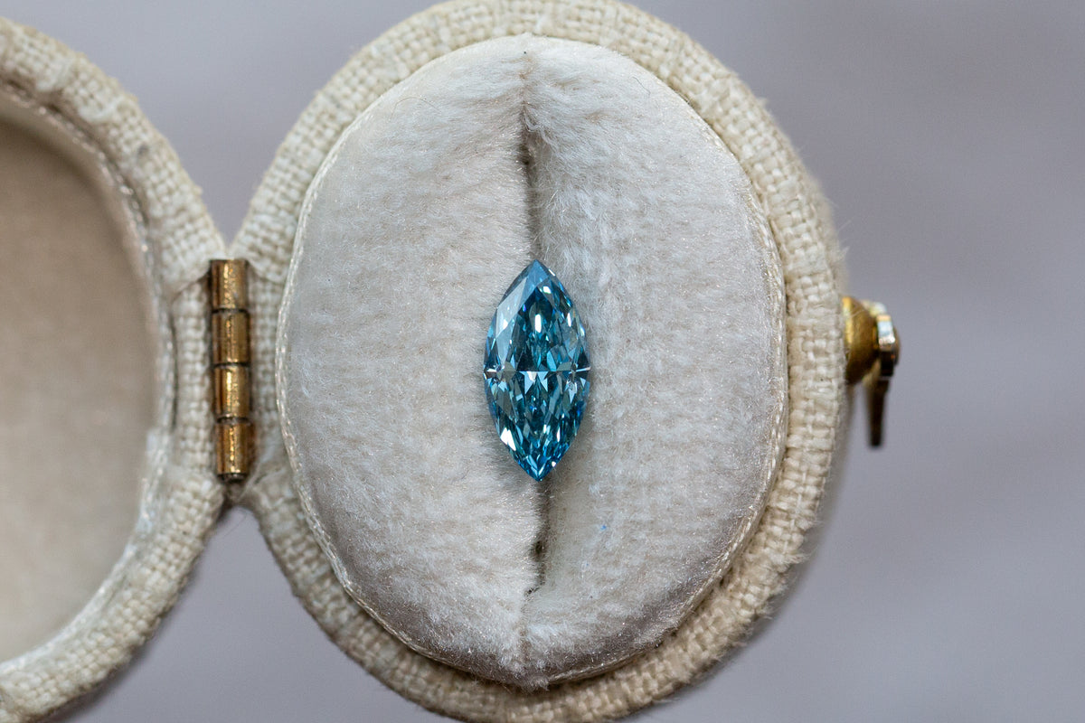 0.97ct Marquise Fancy Vivid Blue Lab Diamond, VS1 – Oore Jewelry