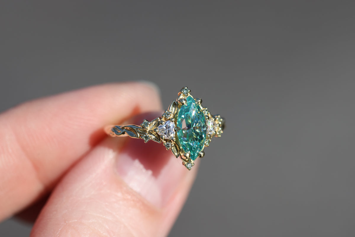 Ready to ship- Size 6, 18k yellow gold Briar Rose Three Stone – Oore ...