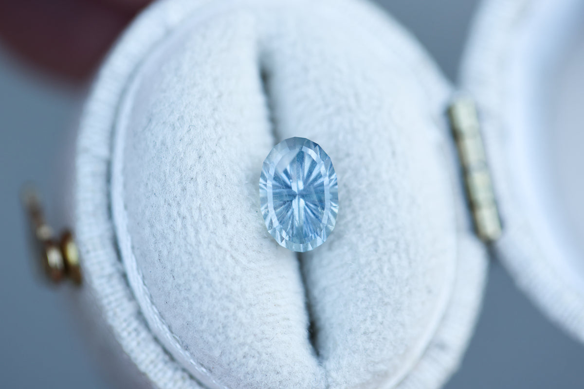 1.36ct oval light blue/grey purple sapphire, Starbrite cut by John Dye ...