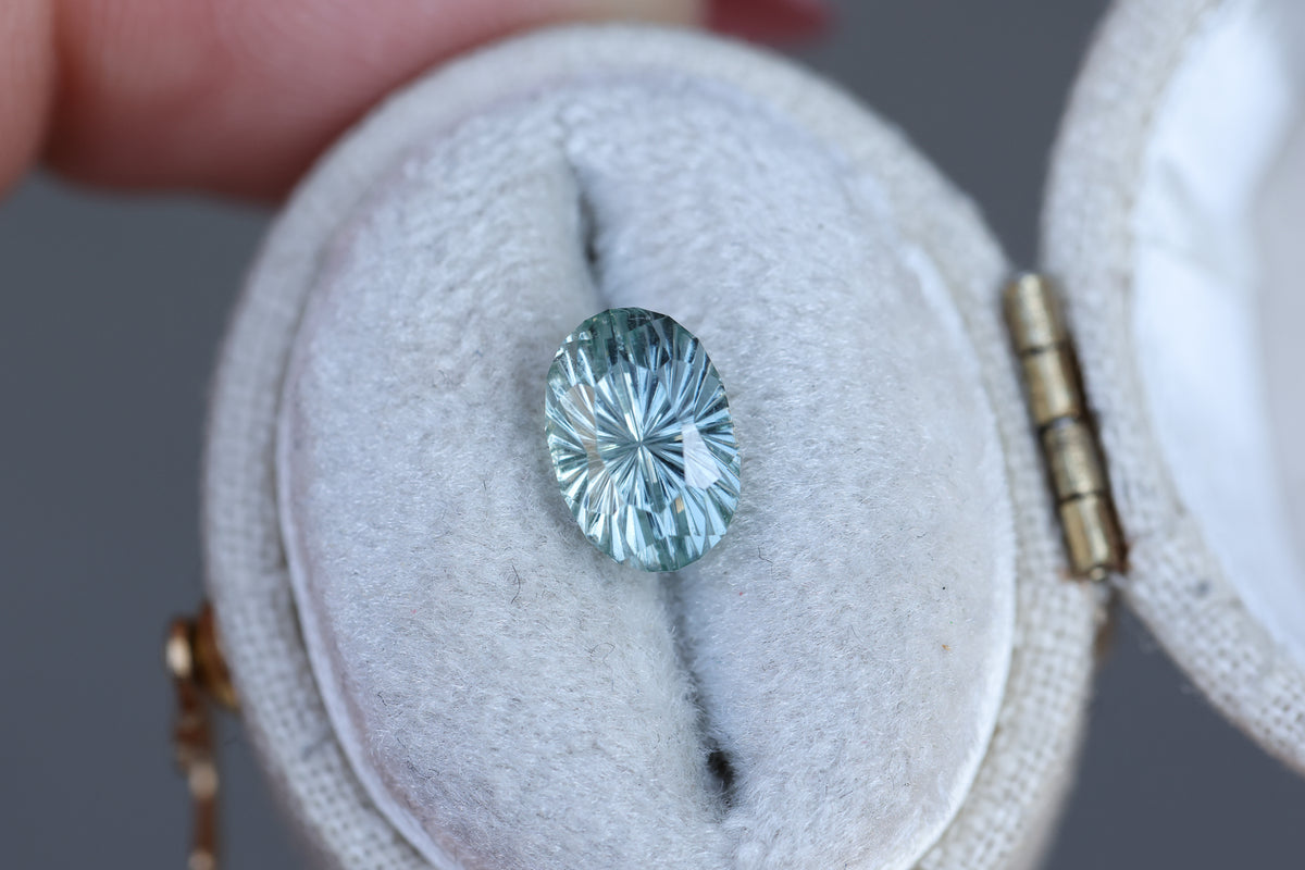 2.24ct oval light blue sapphire, Starbrite cut by John Dyer – Oore Jewelry