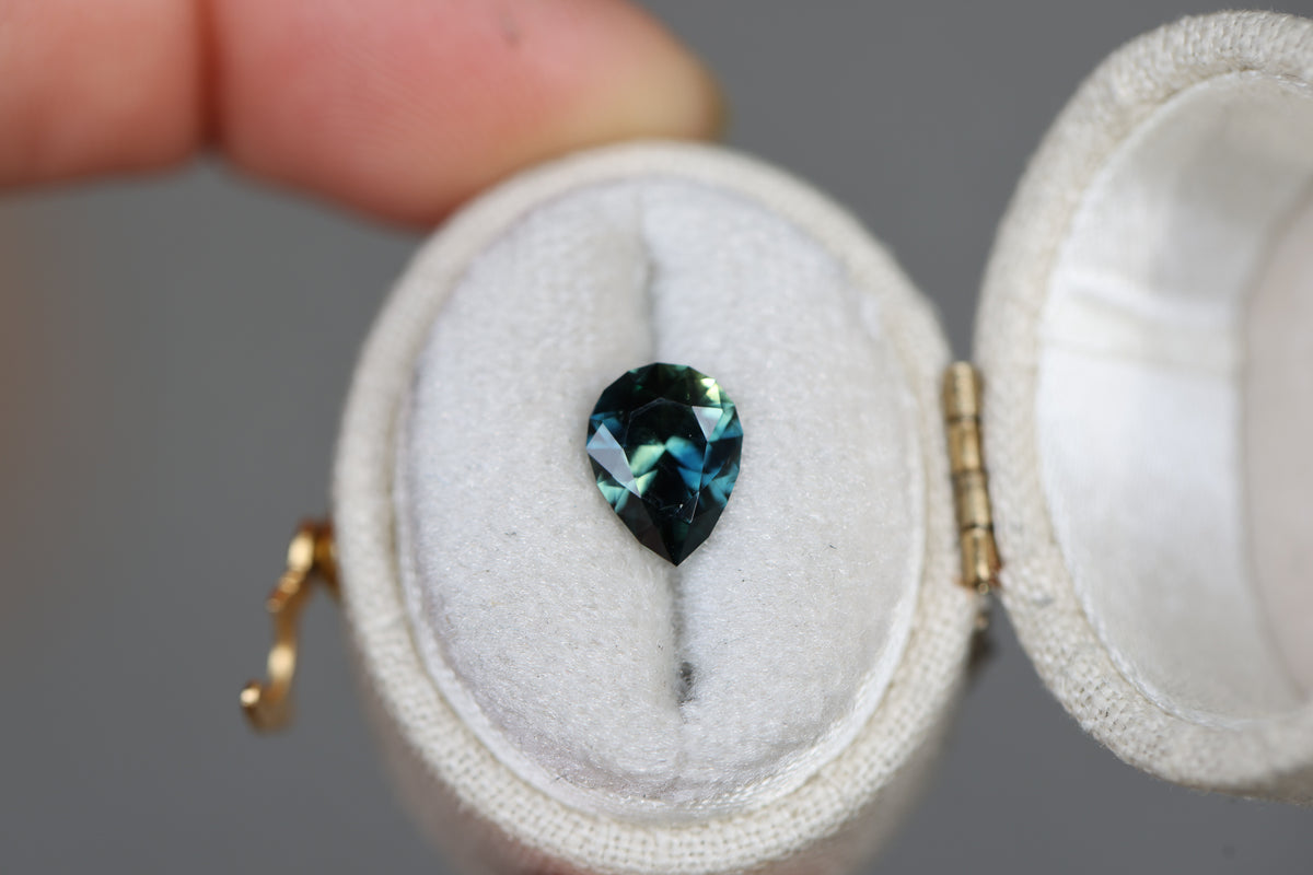 1.63ct pear blue green sapphire, Earth's Treasury – Oore Jewelry