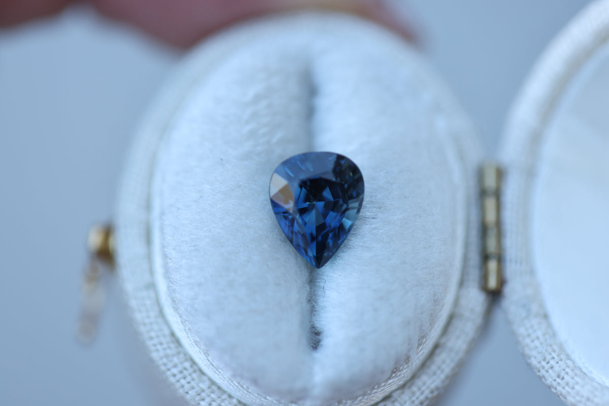 2.11ct pear deep blue sapphire – Oore Jewelry