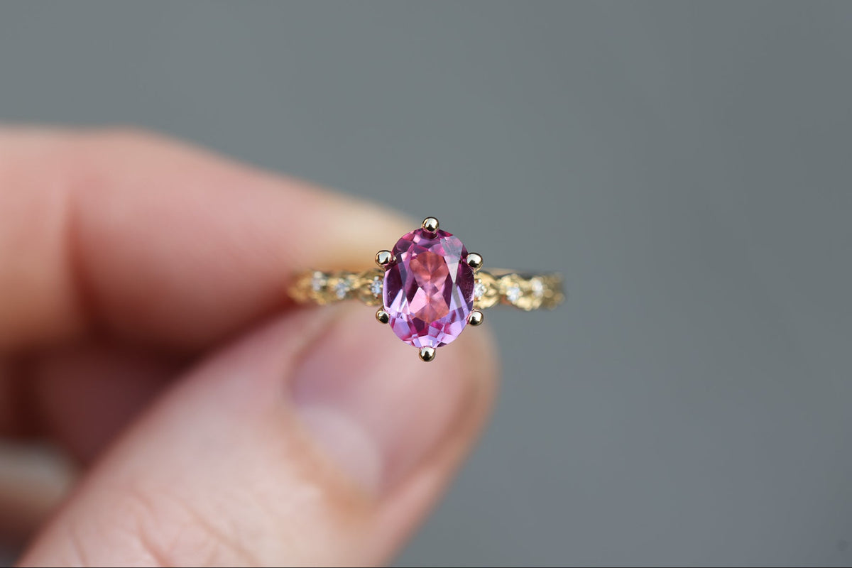 Rowan with Oval Lab Pink Sapphire – Oore Jewelry