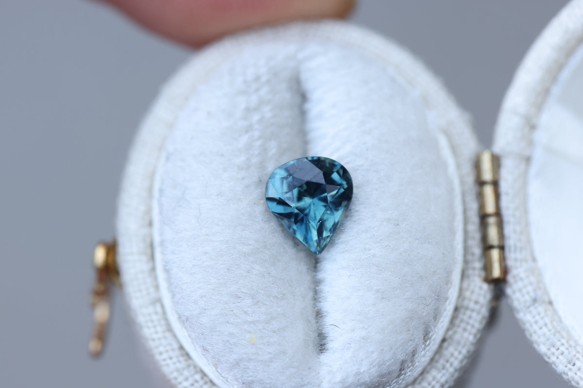 ON HOLD 1.32ct pear teal blue green sapphire – Oore Jewelry