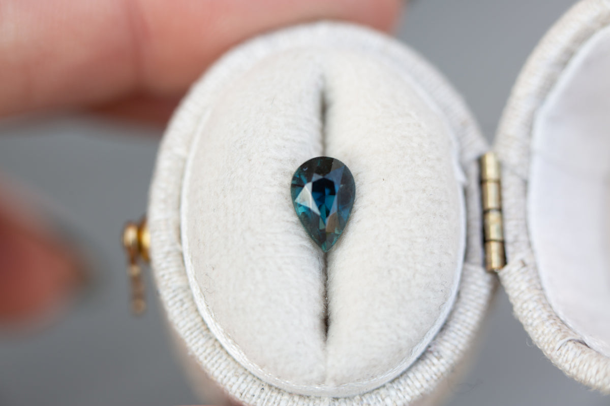 1.23ct pear deep blue teal sapphire – Oore Jewelry
