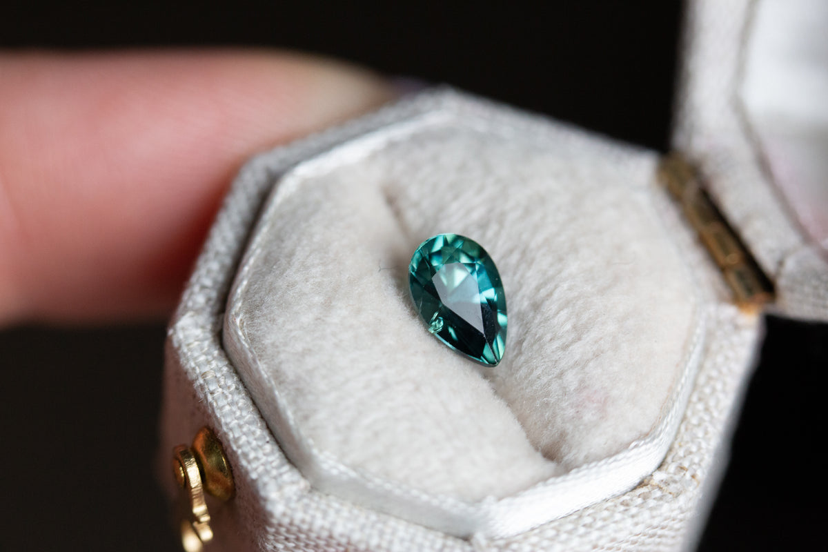 1.27ct pear deep blue teal sapphire – Oore Jewelry