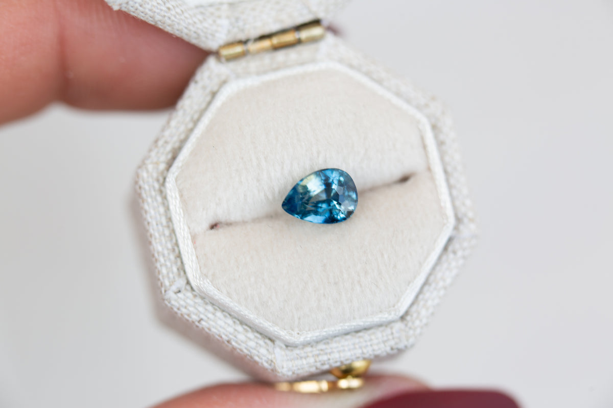 1.16ct pear blue teal sapphire – Oore Jewelry