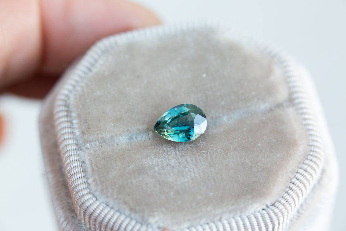 1.54ct pear blue green sapphire – Oore Jewelry